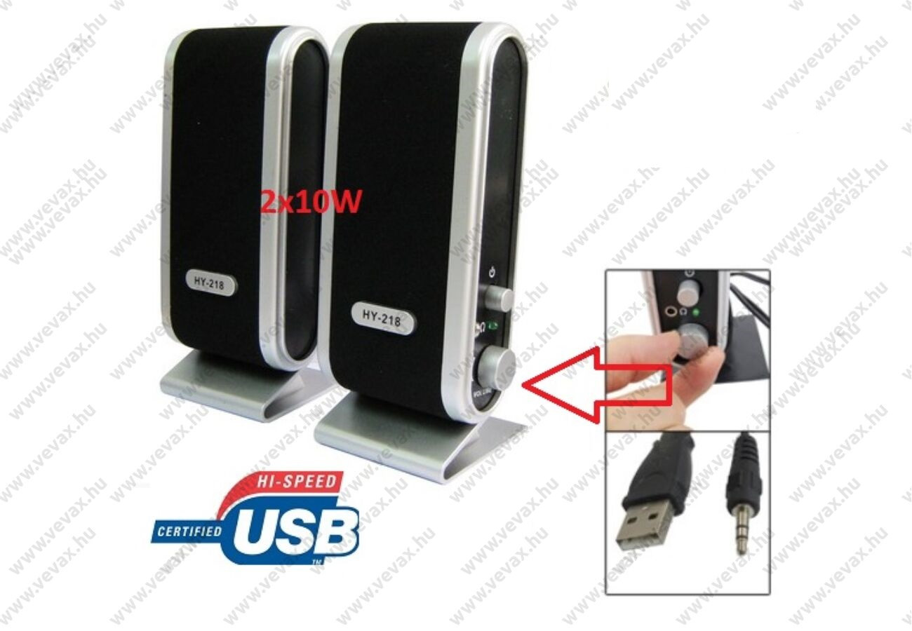 HI SOUND USB 2.0 AKTÍV HANGFAL SZÁMÍTÓGÉPHEZ HANGSZÓRÓ PÁR 2x10W PC ...