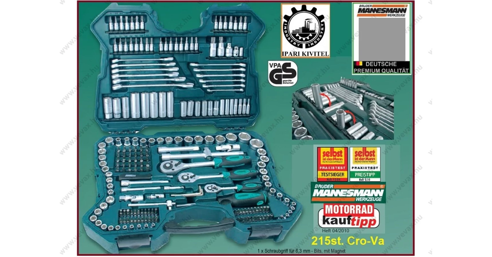 MANNESMANN Mammut 215db-os AUTÓSZERELŐ SZERSZÁMKÉSZLET RACSNIS ...