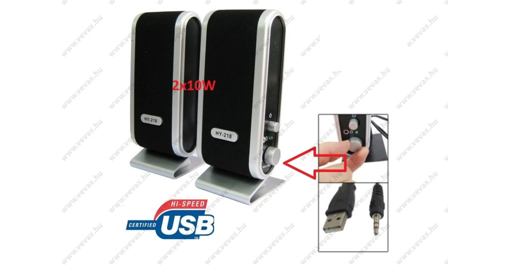 HI SOUND USB 2.0 AKTÍV HANGFAL SZÁMÍTÓGÉPHEZ HANGSZÓRÓ PÁR 2x10W PC ...