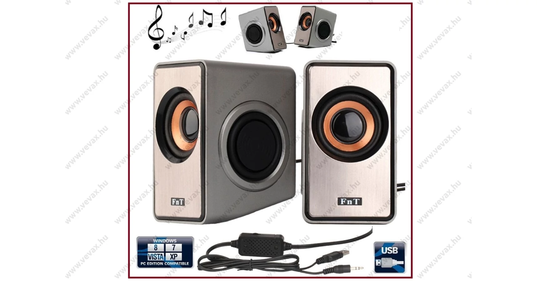 F&T USB AKTÍV HANGFAL PC LAPTOP HANGSZÓRÓ SUBWOOFER PÁR